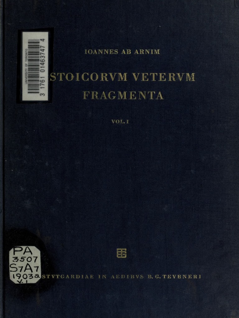 Stoicorum Veterum Fragmenta Vol 1 | PDF