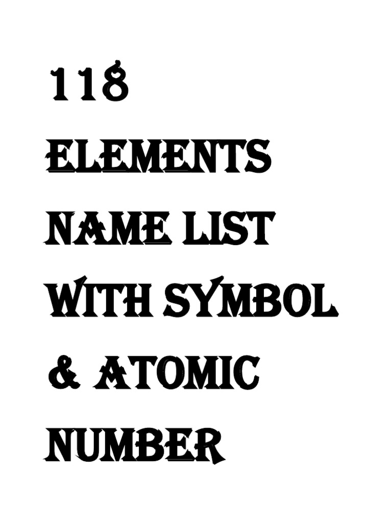 118 Elements Name List With Symbol PDF | PDF | Chemical Elements | Chlorine