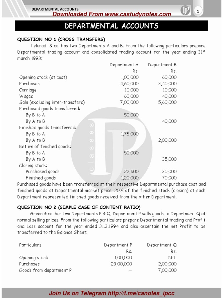 Departmental Accounts PDF | PDF | Stocks | Net Income