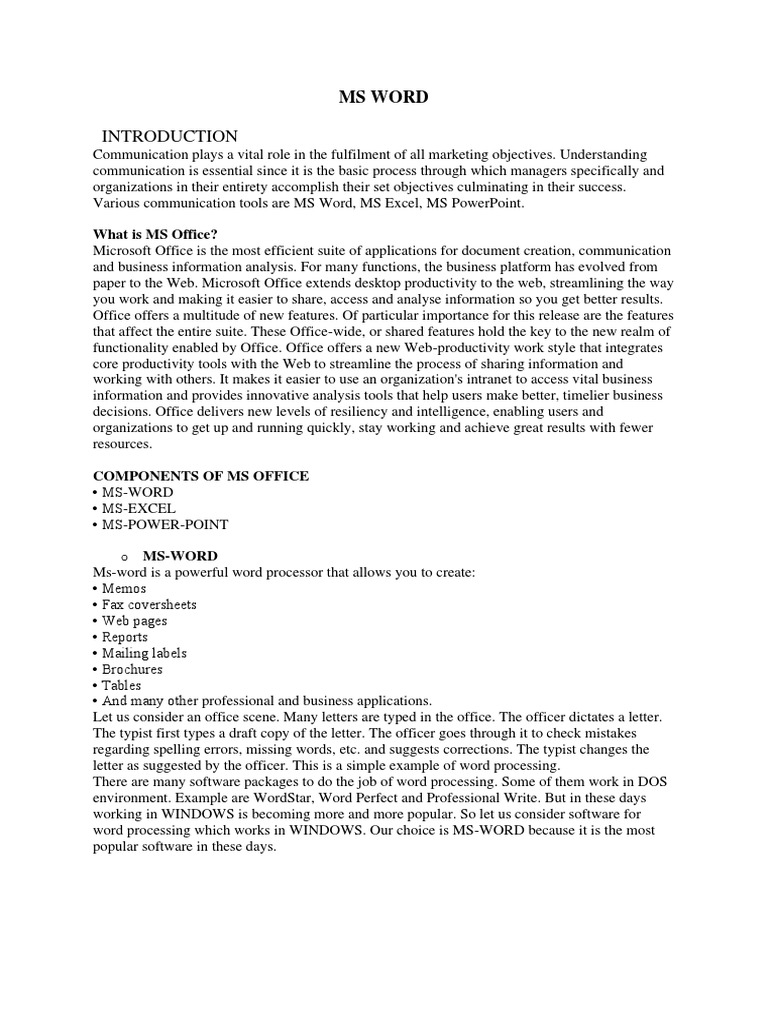 MS WORD (Unit-6) | PDF | Microsoft Office | Microsoft Word