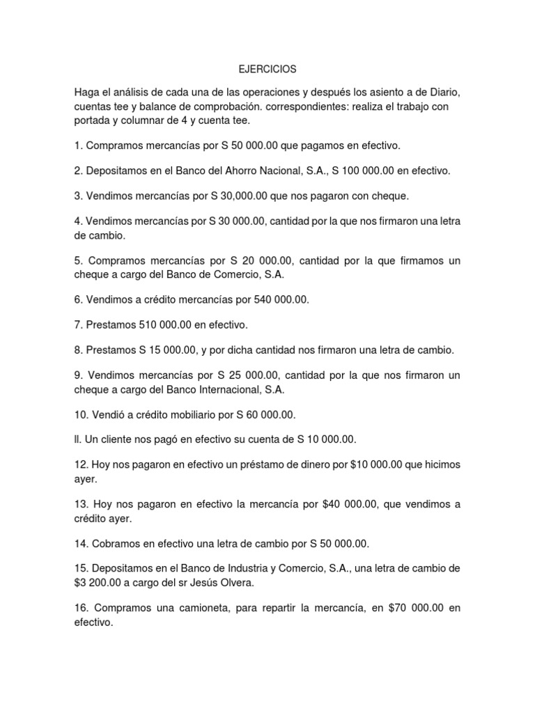 Ejercicios Asientos Contables | PDF | Bancos | Cheque