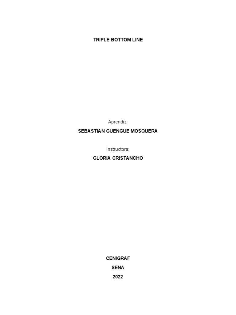 Triple Bottom Line, Sebastian | PDF | Economias | Business