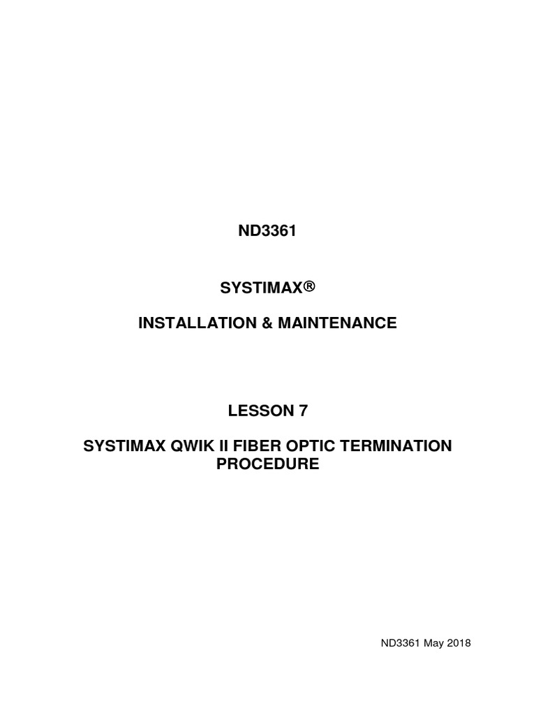 ND3361 Lesson 07 Qwik II Termination NEW | PDF | Optical Fiber ...