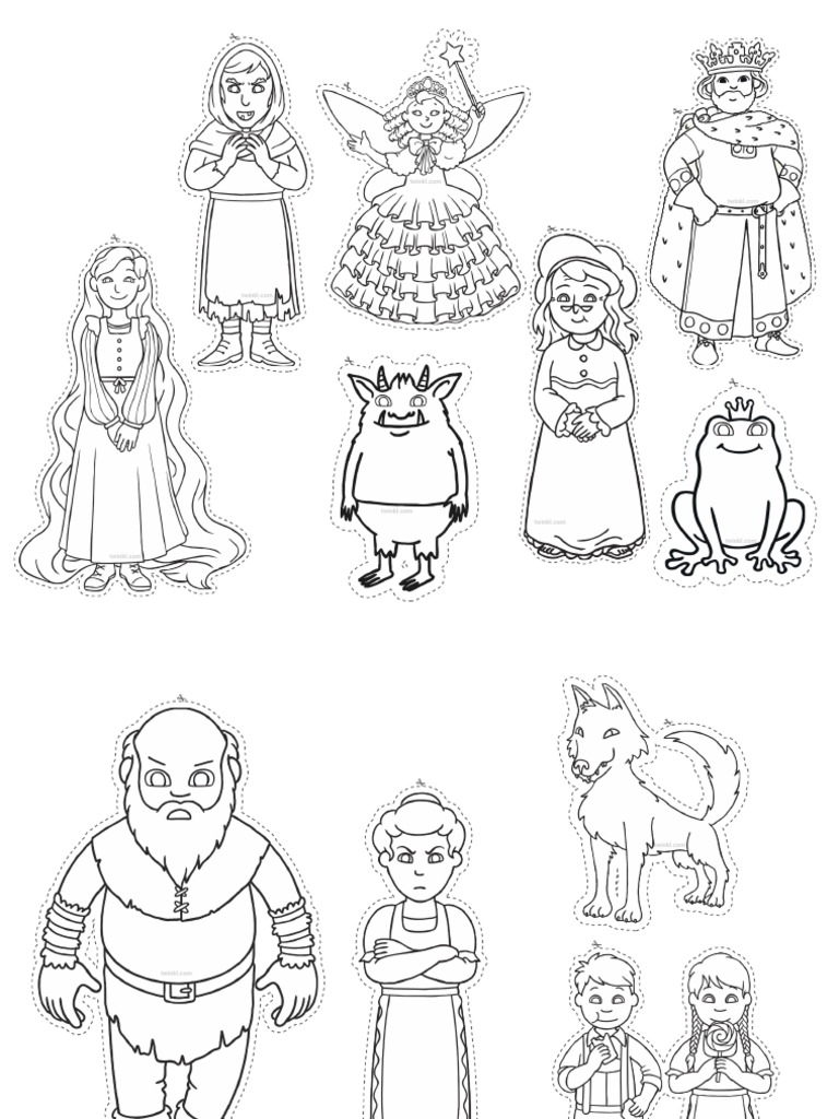 B&W Fairy Tales - Stick Puppets Pack PDF | PDF