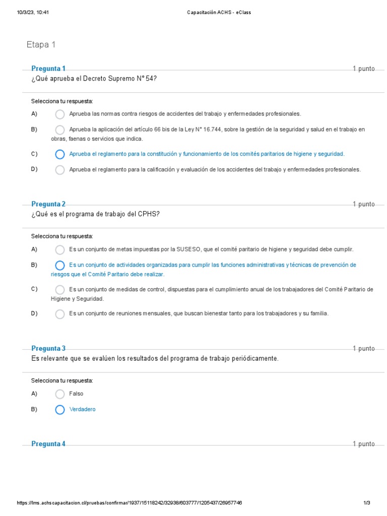 Capacitación ACHS - Eclass Cphs | PDF