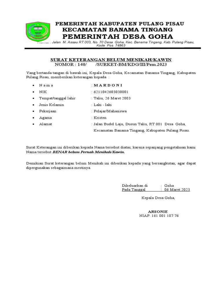 Surket Belum Kawin | PDF