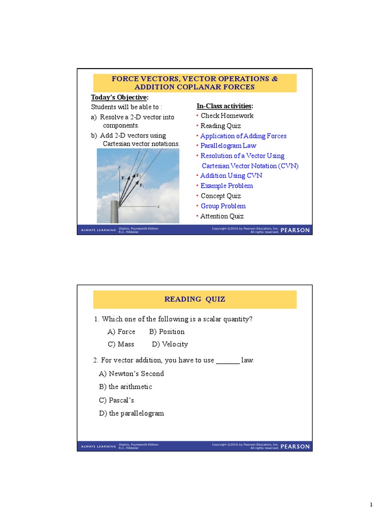 Chapter 2 Slides - Part 1 PDF | PDF | Euclidean Vector | Force