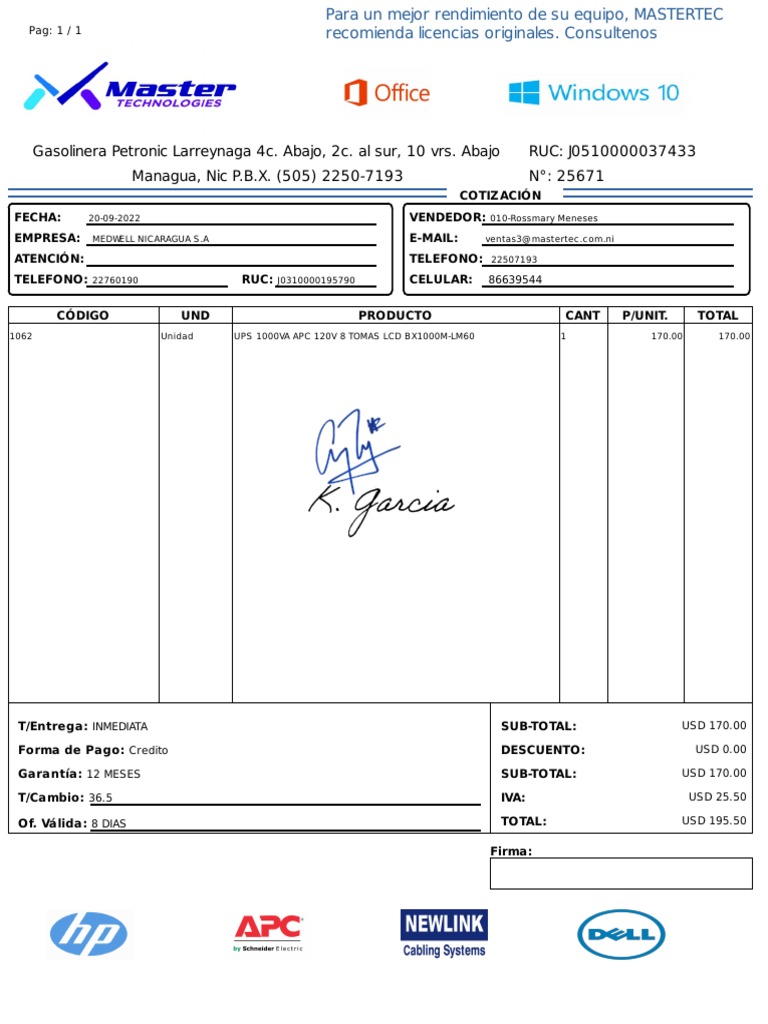 Cotización #25671-MEDWELL - UPS | PDF