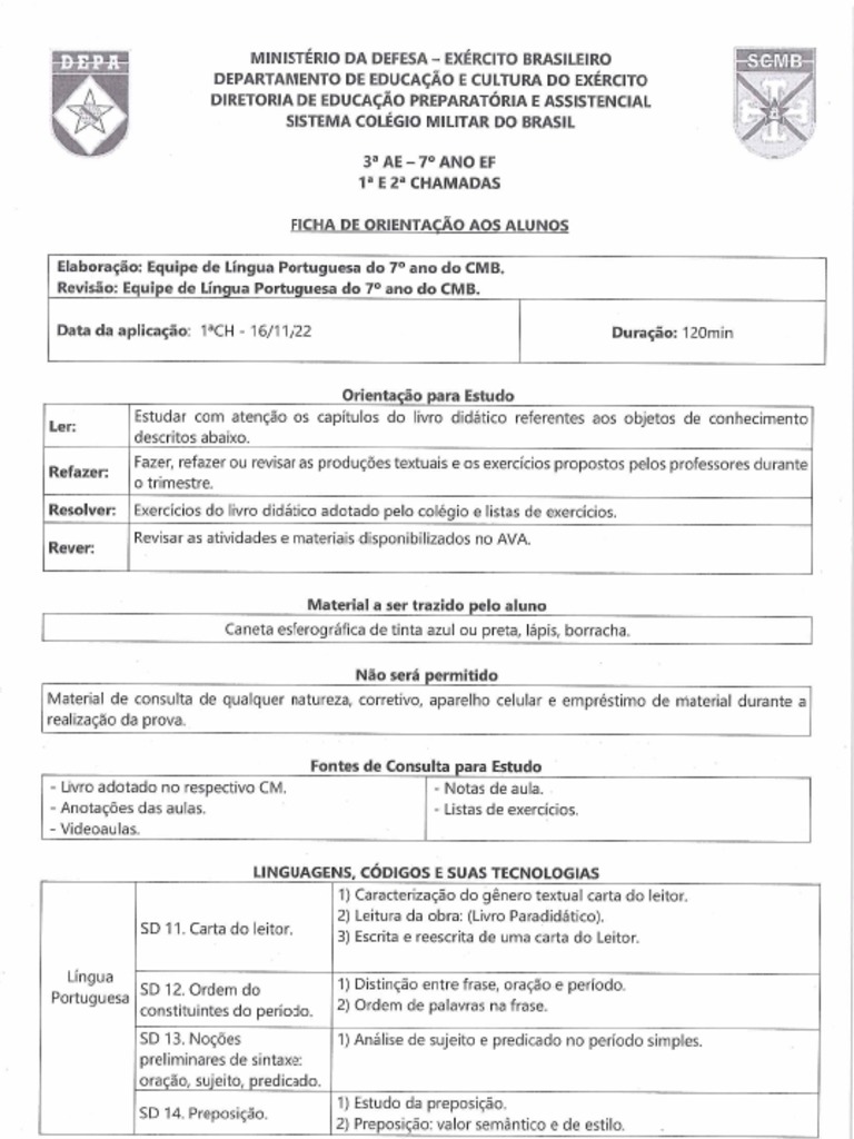 Foa 7º Ano - 3ae | PDF