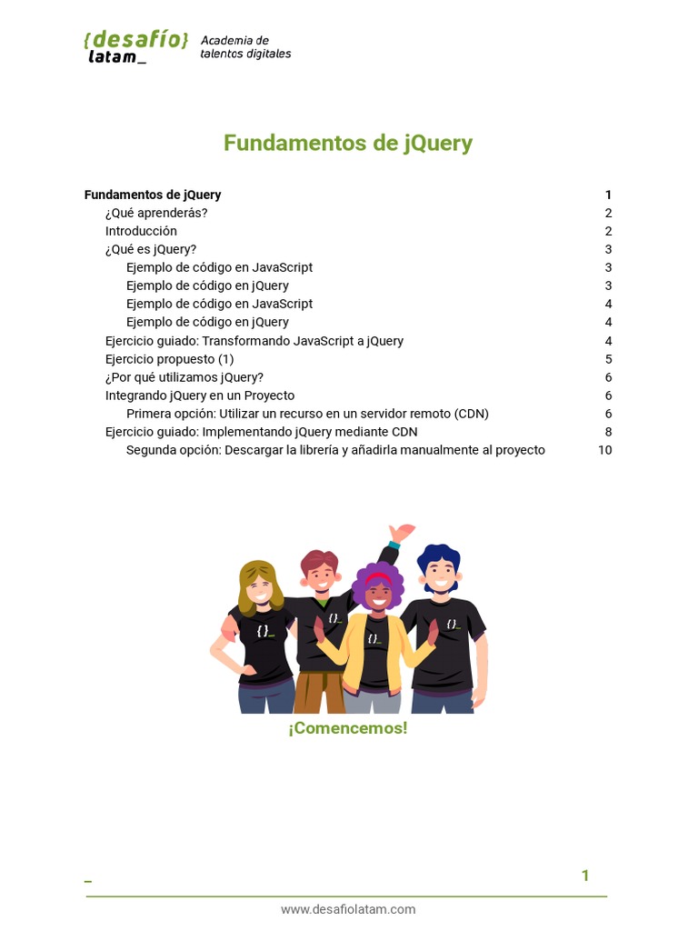 Lectura 1 - Fundamentos de Jquery | PDF | J Query | Script Java