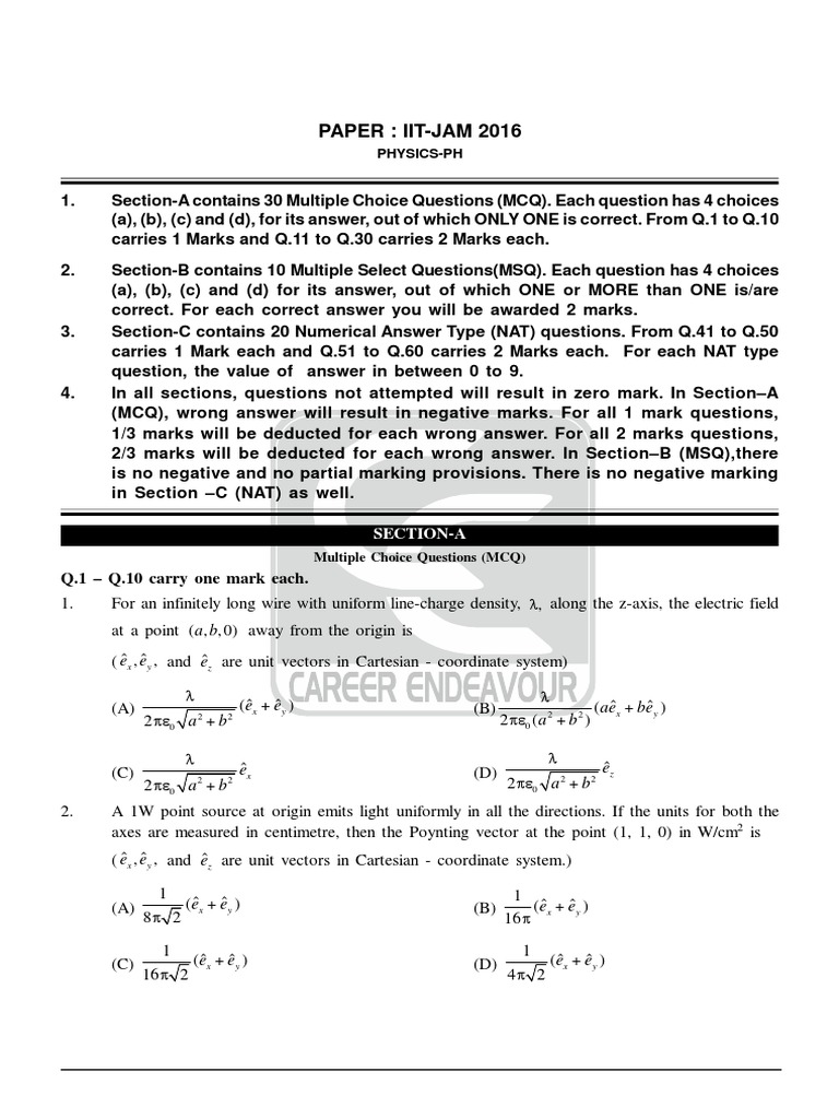 Analysis of a Physics Exam with Sections on Multiple Choice Questions ...