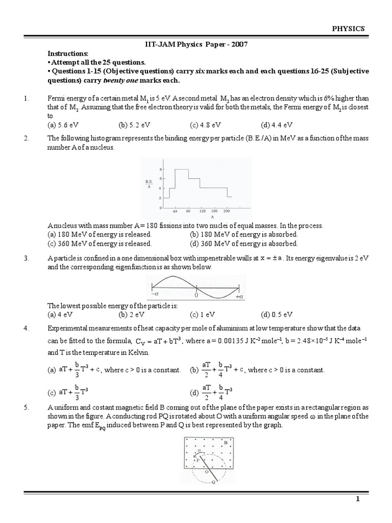 Iit Jam Physics 2007 PDF | PDF | Capacitor | Electronvolt