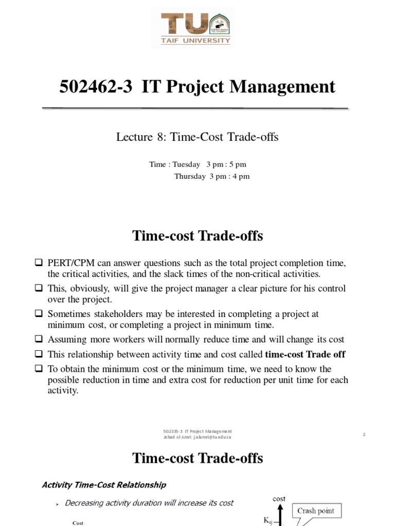 Time-Cost Trade-offs in Project Management | PDF | Business | Applied ...