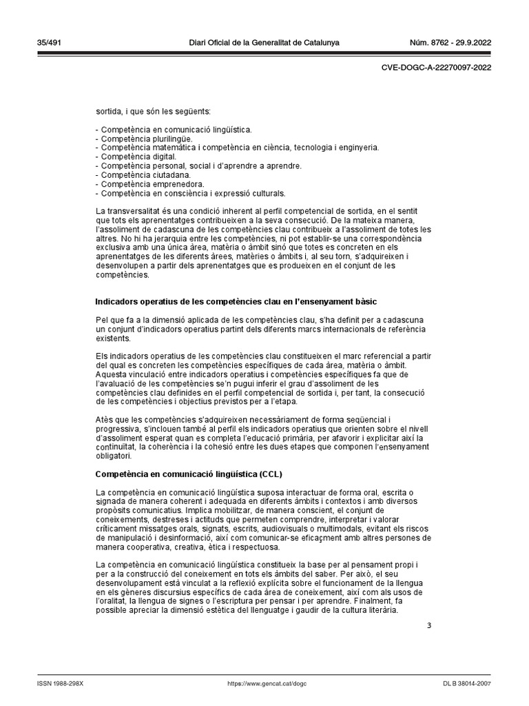 7.indicadors Operatius de Les Competències Clau | PDF