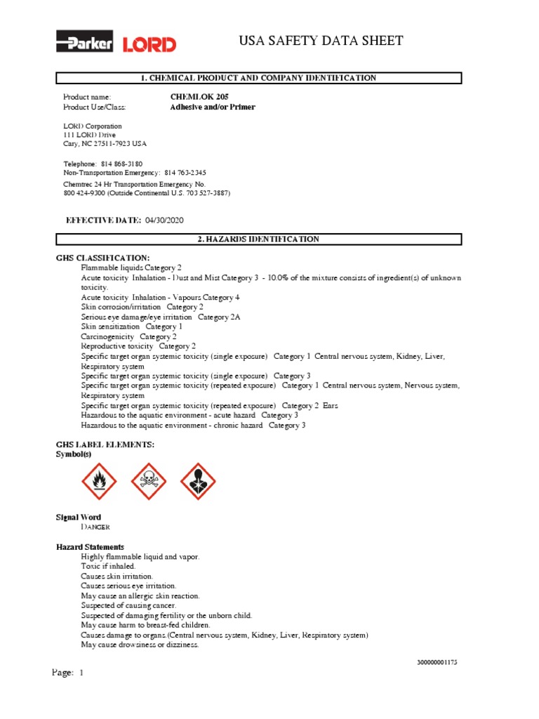 Chemlok 205 | PDF | Toxicity | Firefighting