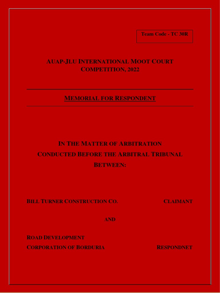 2022 AUAP-JLU Moot Court Memorial | PDF | Damages | Breach Of Contract