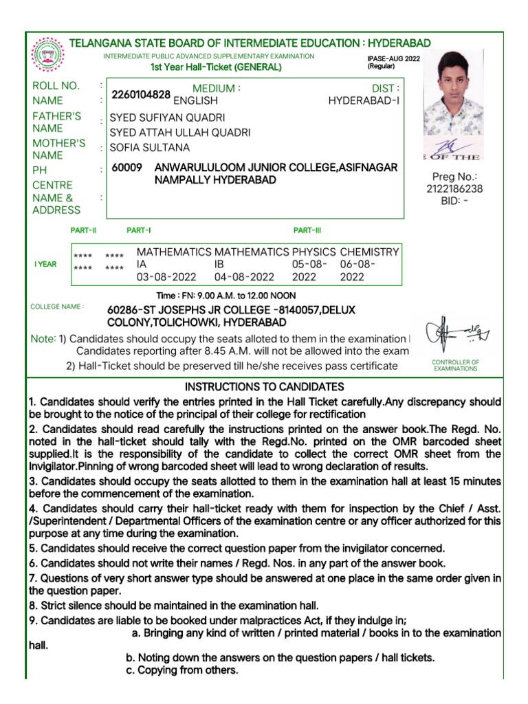 First Year Hall Ticket Download - PDF | PDF