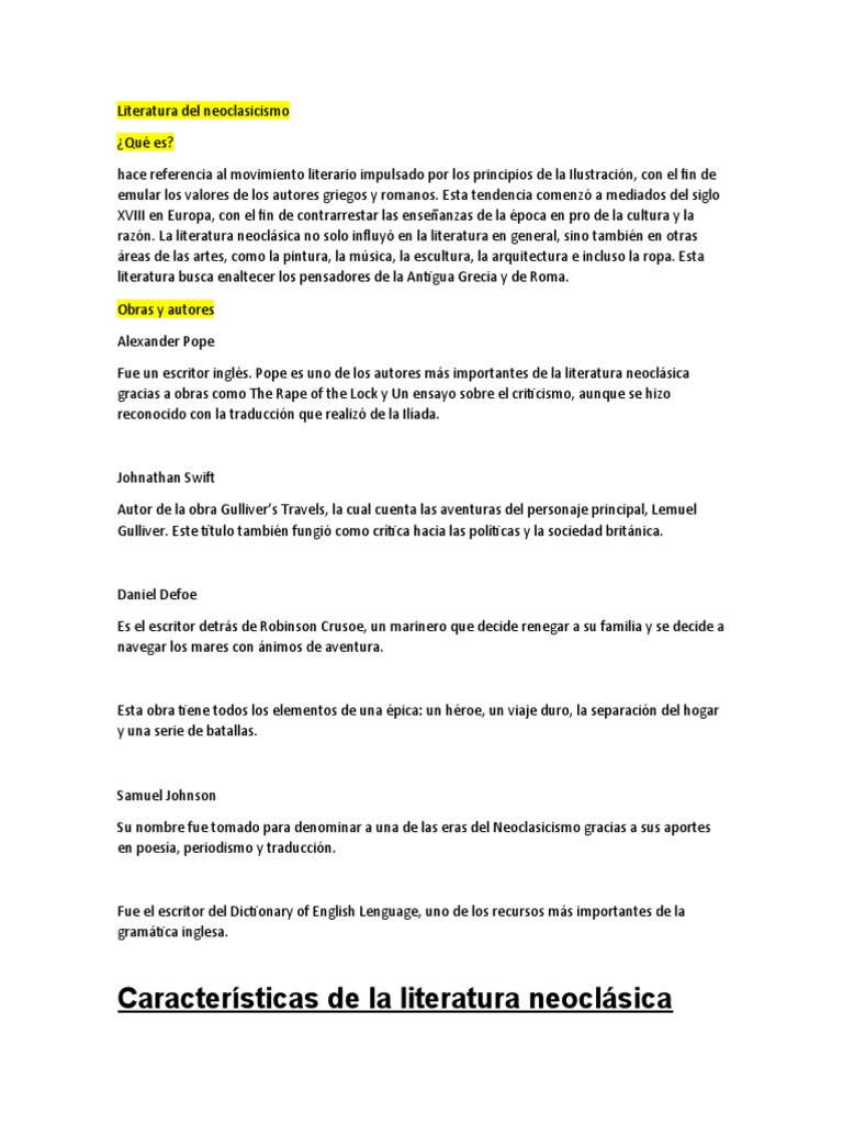 Literatura Del Neoclasicismo | PDF | Ensayos | Barroco