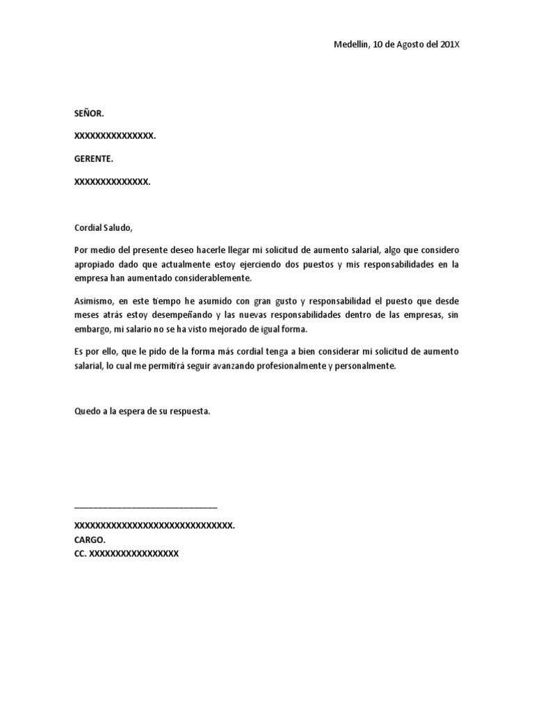 Solicitud Aumento Salarial | PDF