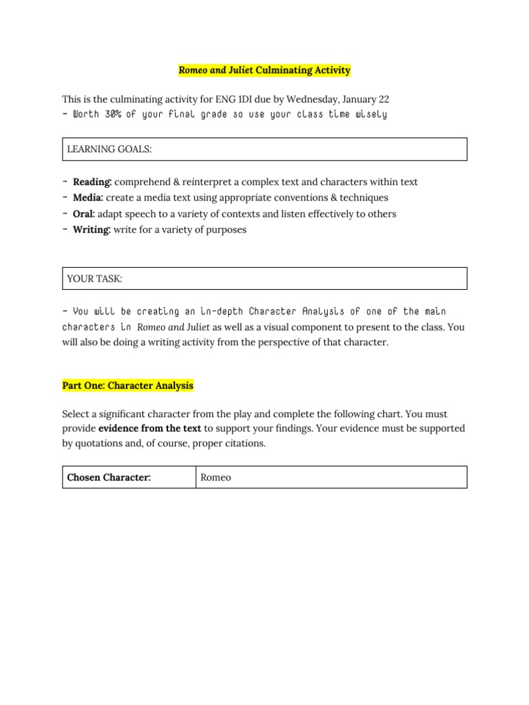Character Analysis of Romeo in Juliet | PDF | Characters In Romeo And ...