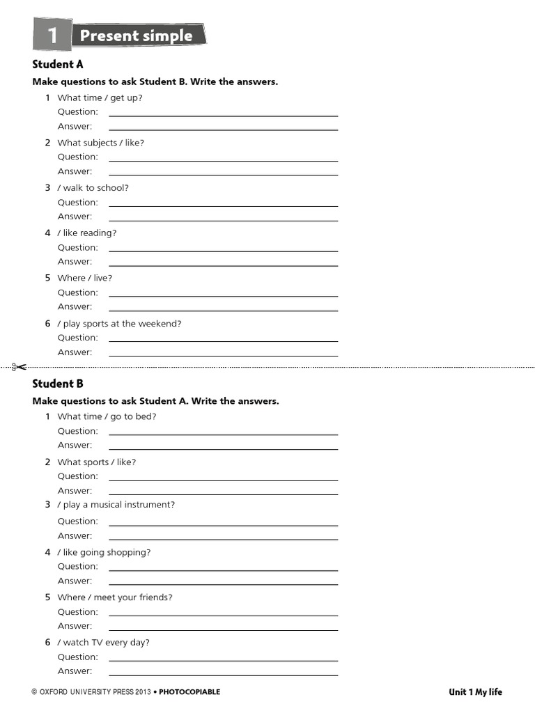 Project 4ed - Level 2 - Photocopiable Activities - Unit 1 | PDF