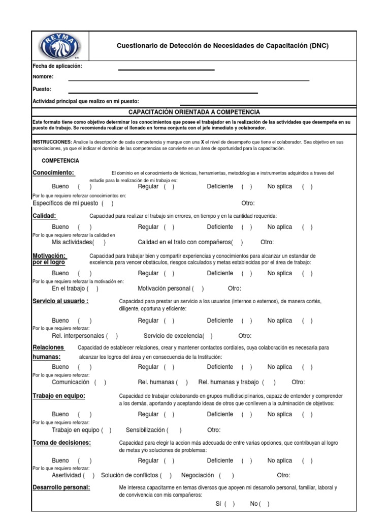 Formato DNC | PDF | Desarrollo personal