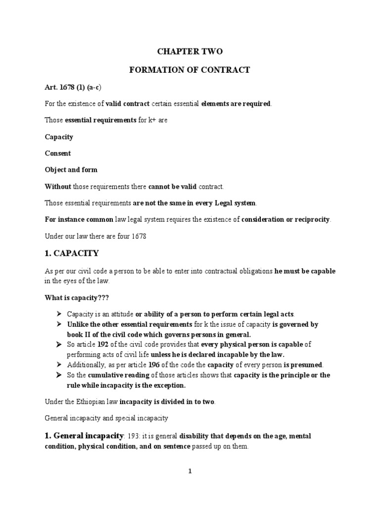 Contract Chapter Two Note | PDF | Offer And Acceptance | Intention