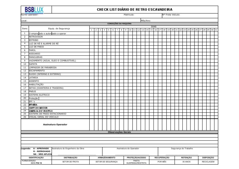 Form 38 Check List Retro | PDF | Veículos