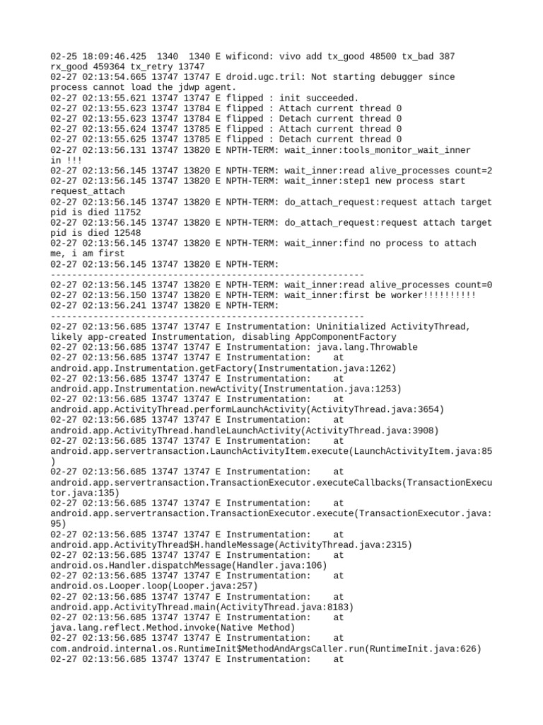 Android Debugging and Error Logs | PDF | Computer Science | Software