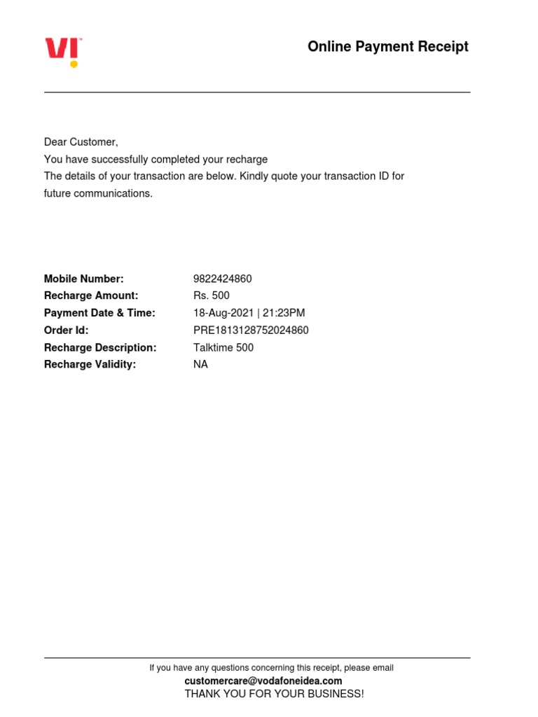Online Payment Receipt | PDF