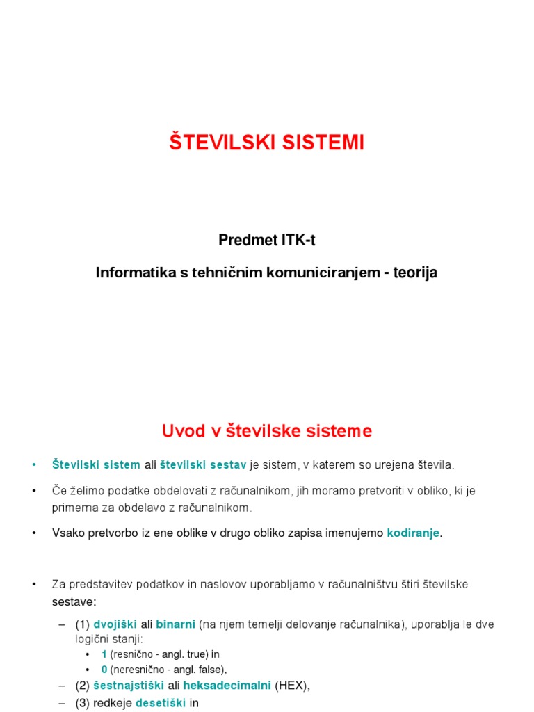 ITK 02 Stevilski-Sistemi v19 PDF | PDF