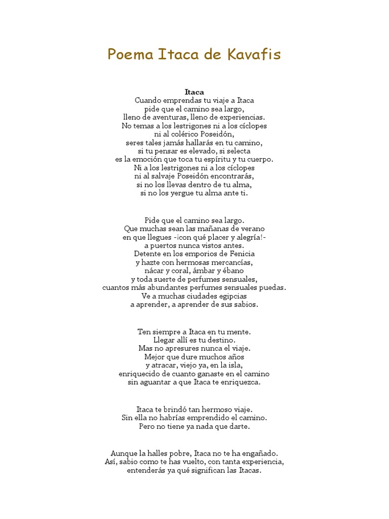 Viaje a Itaca: Poema de Kavafis | PDF