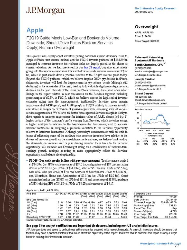 AAPL Equity Research - JPM (2019.01.30) | PDF | Financial Analyst ...