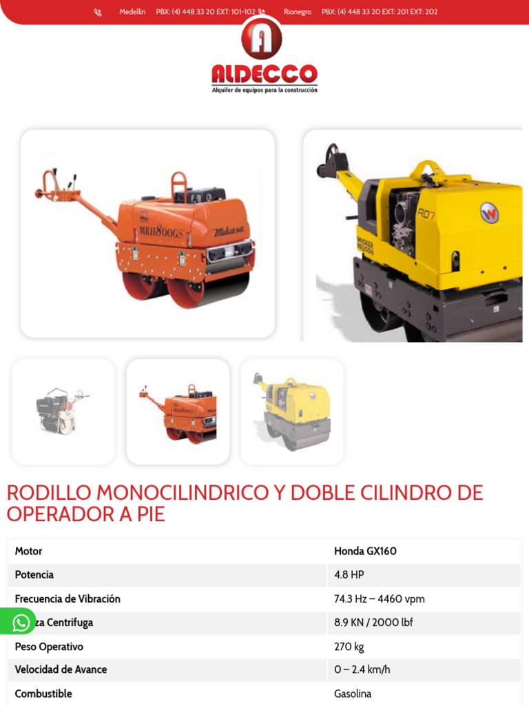 RODILLO MONOCILINDRICO Y DOBLE CILINDRO DE OPERADOR A PIE - Aldecco ...