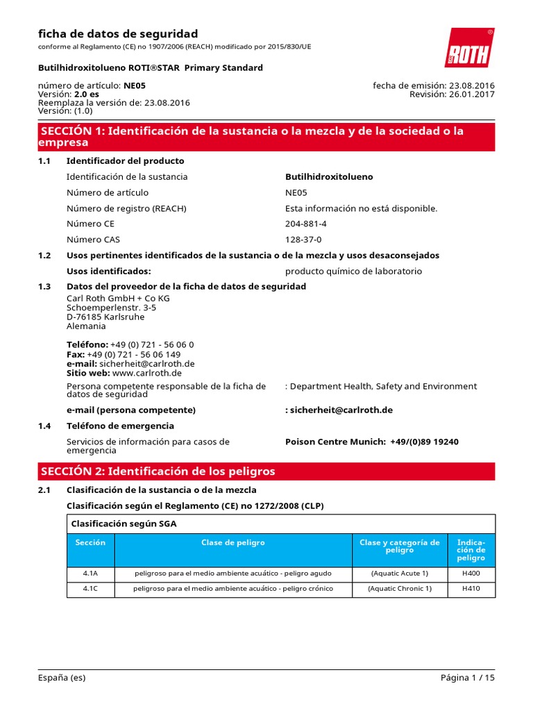 BHT - Butilhidroxitolueno | PDF | Toxicidad | Agua