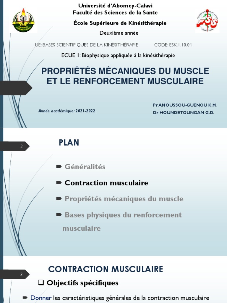 Propriétés mécaniques des muscles | PDF | Contraction du muscle ...