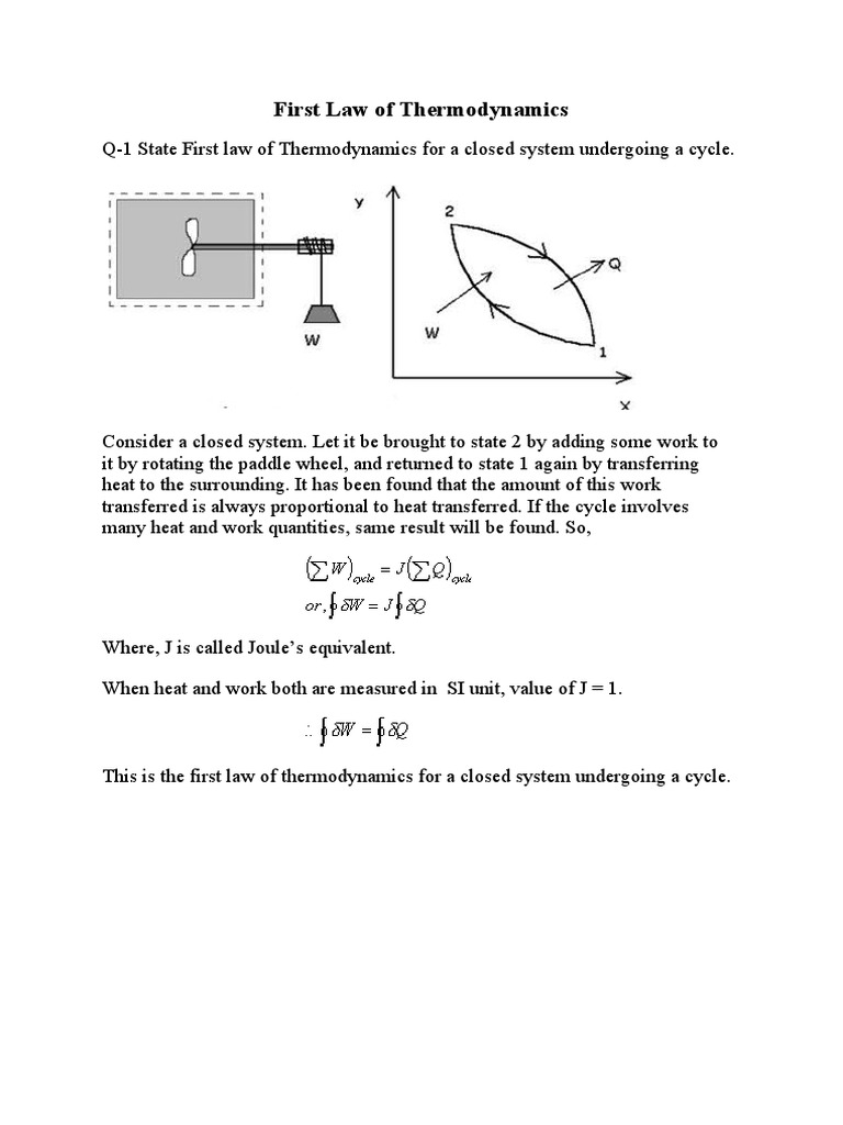 First Law of Thermodynamics | PDF | Heat | Second Law Of Thermodynamics
