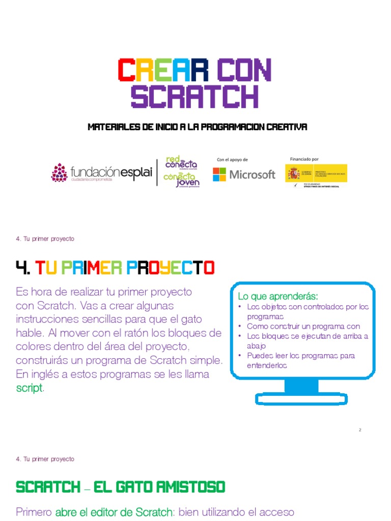 Crear Con Scratch - Tu Primer Proyecto | PDF | Scratch (lenguaje de ...