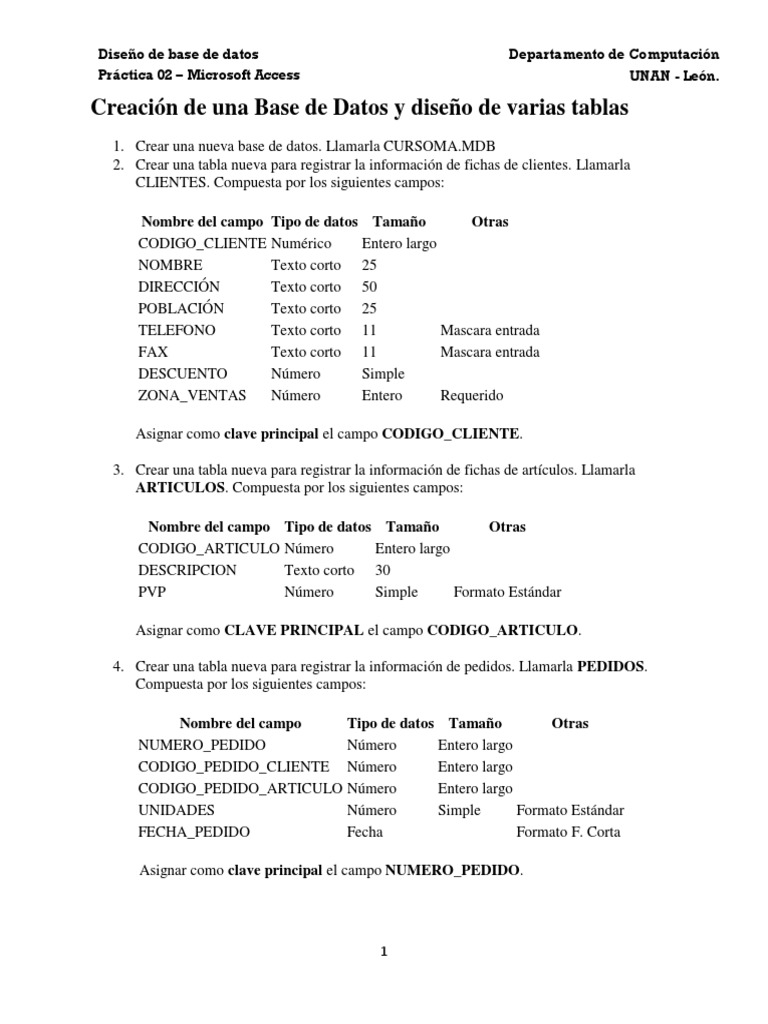 Practica 02 Access | PDF | Bases de datos | Tecnologías de la información