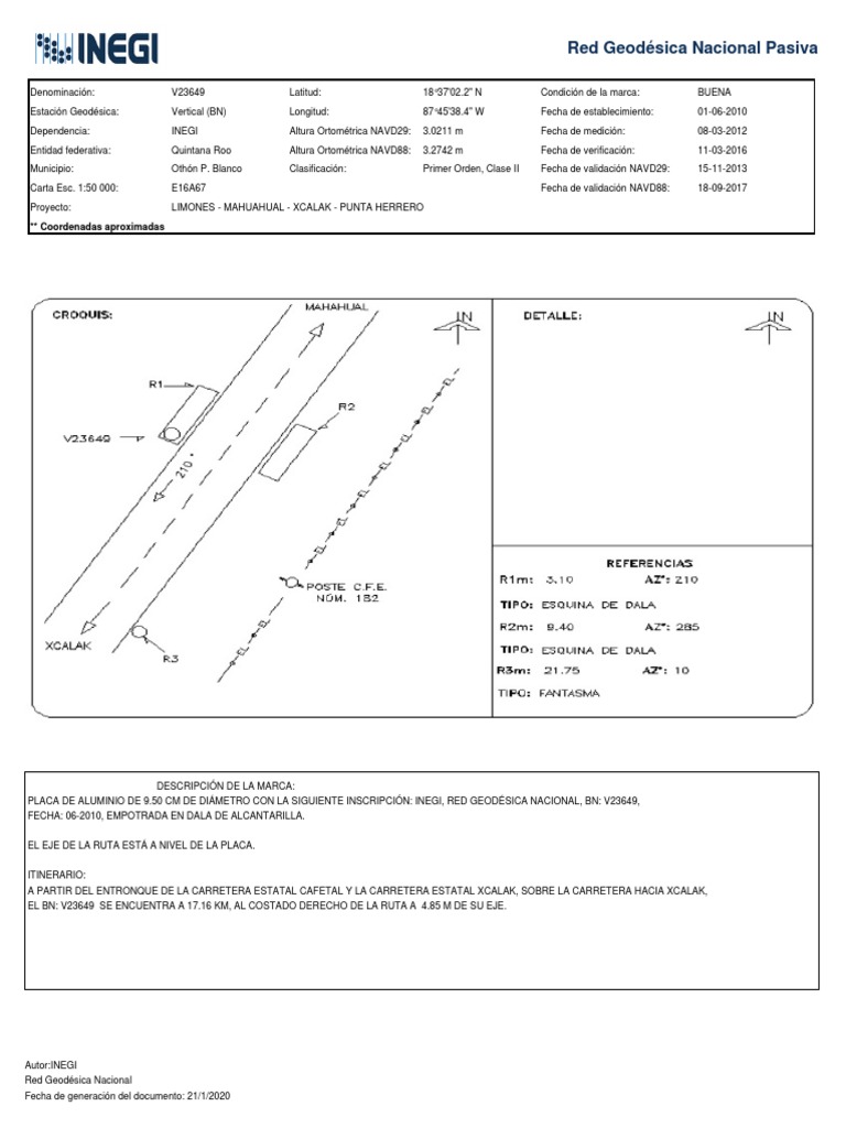 Red Geodésica Nacional Pasiva: Coordenadas Aproximadas | PDF