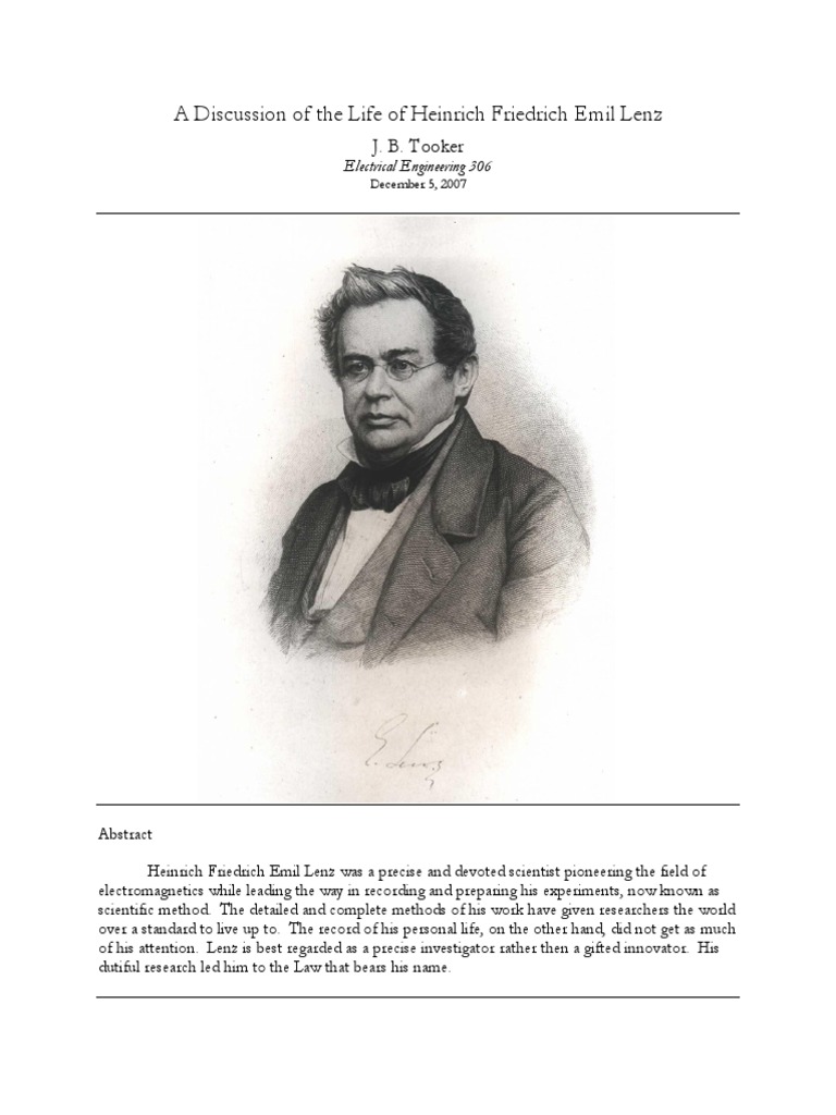 A Discussion of The Life of Heinrich Friedrich Emil Lenz | PDF ...