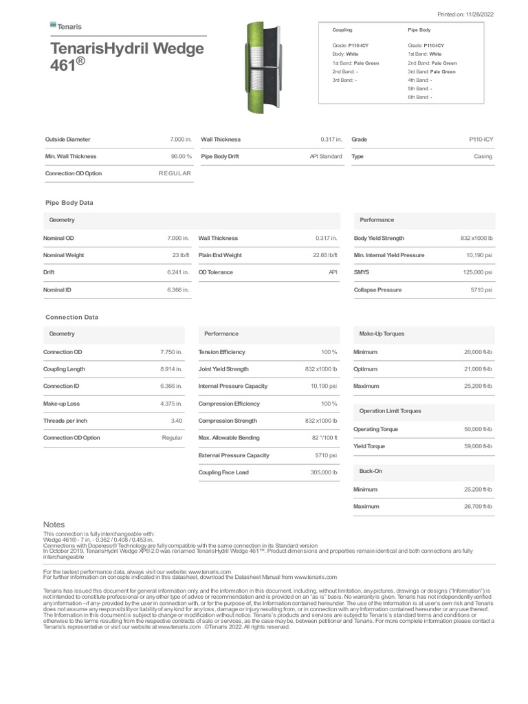 Conex 1 Wedge - 461® - 7.000 - 0.317 - P110-ICY | PDF | Pipe (Fluid ...