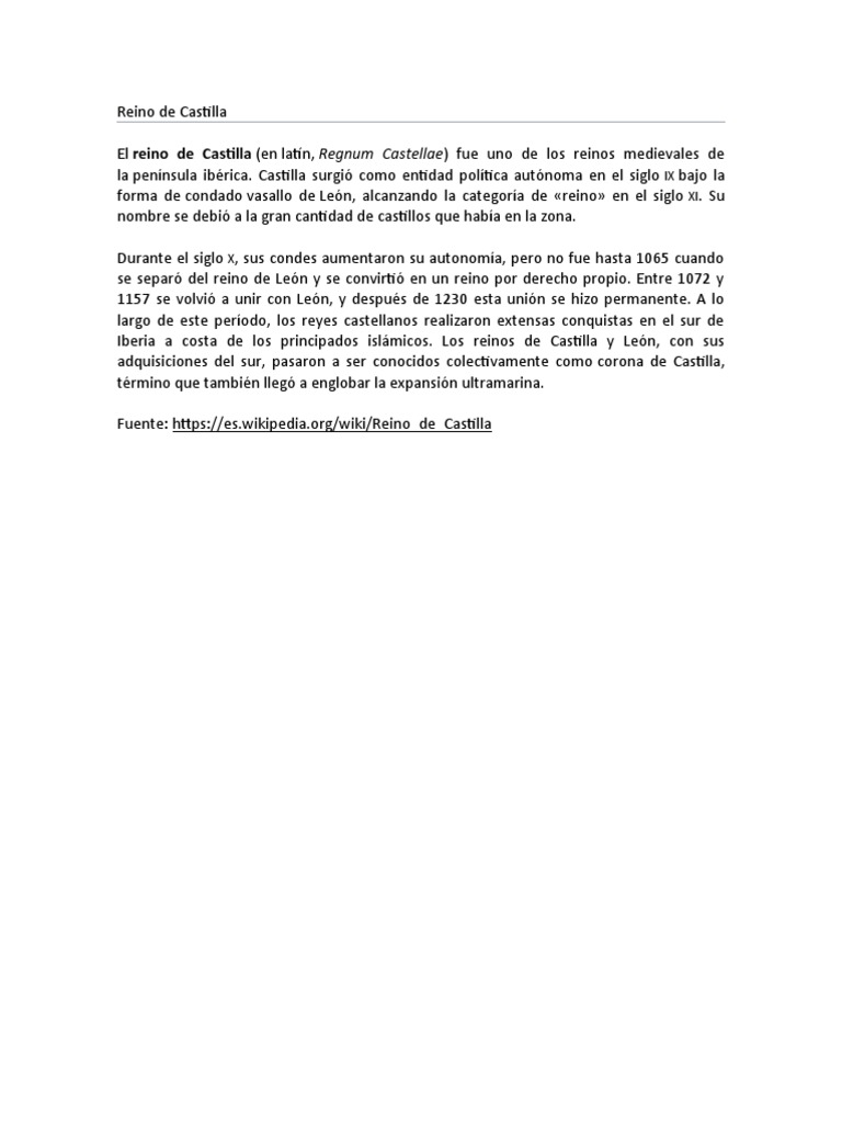 Historia del Reino de Castilla | PDF