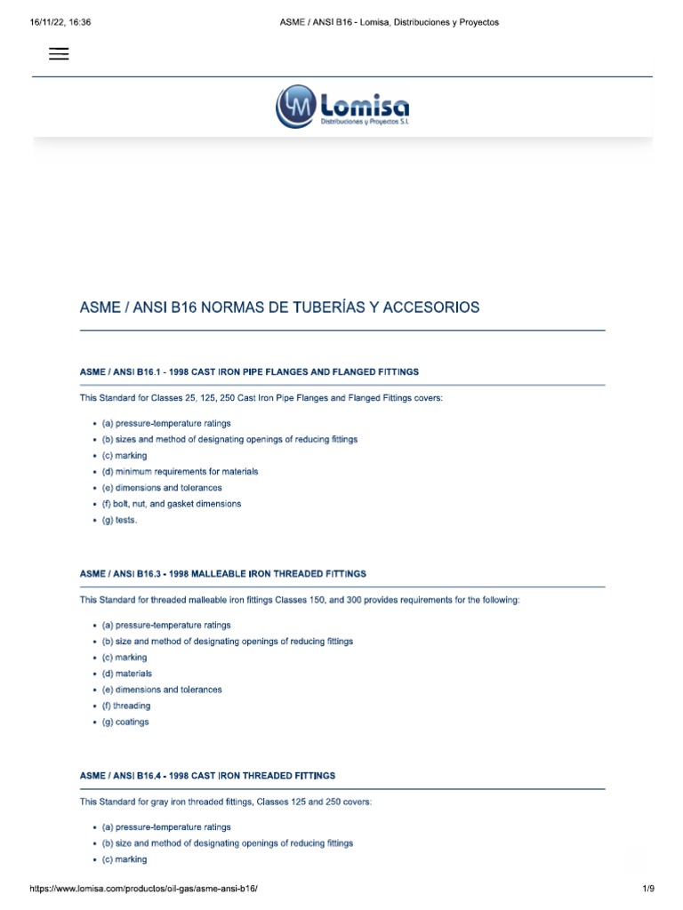 Line Pipe Normas ASME - ANSI B16 | PDF