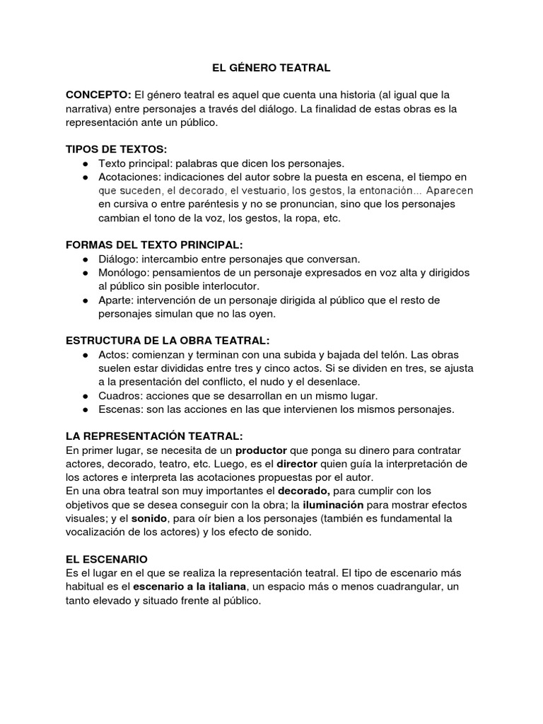 El Género Teatral | PDF | Teatro | Comedia