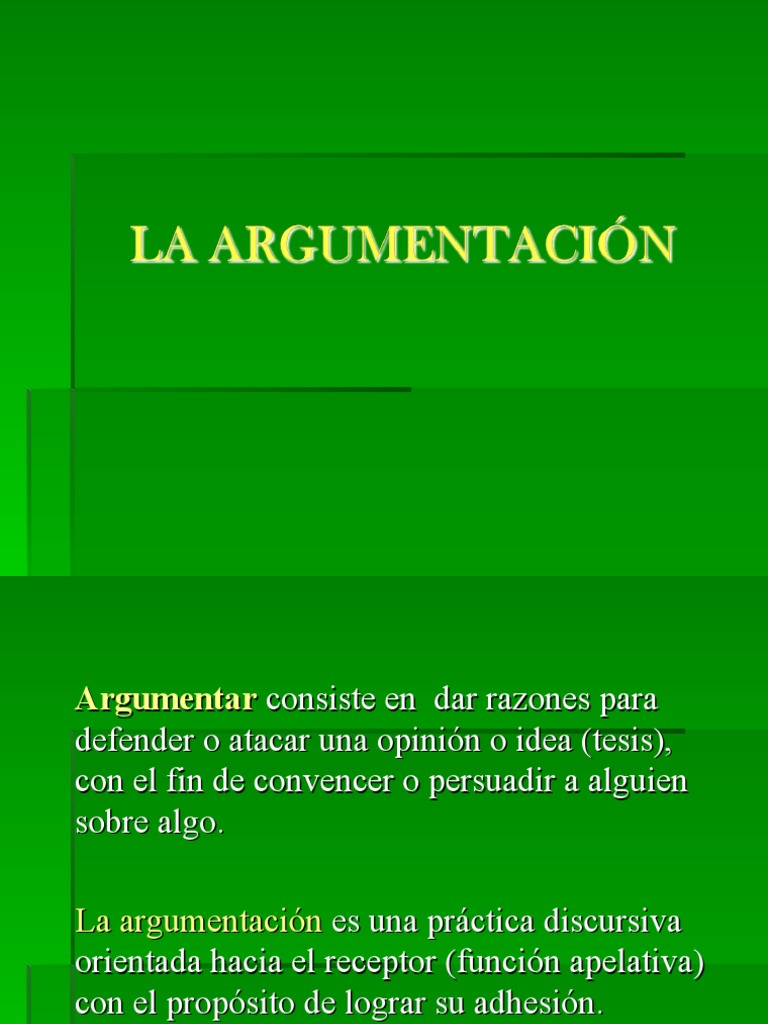 Presentacion La Argumentacion | PDF | Ensayos | Teoría de la argumentación
