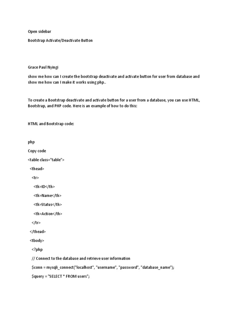 Activation Button | PDF | Php | Databases
