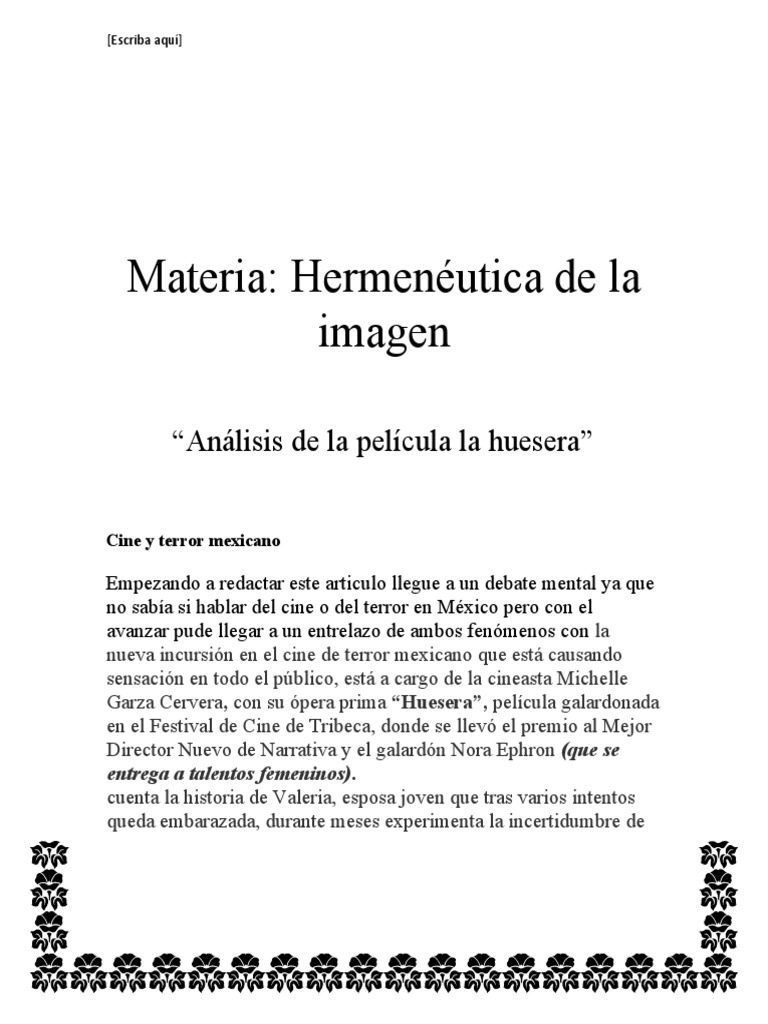 Analisis de El Huesero | PDF