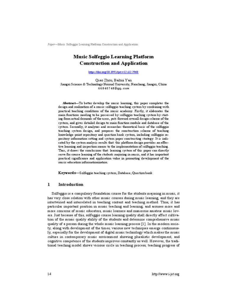 Music Solfeggio Learning Platform Construction and | PDF | System ...