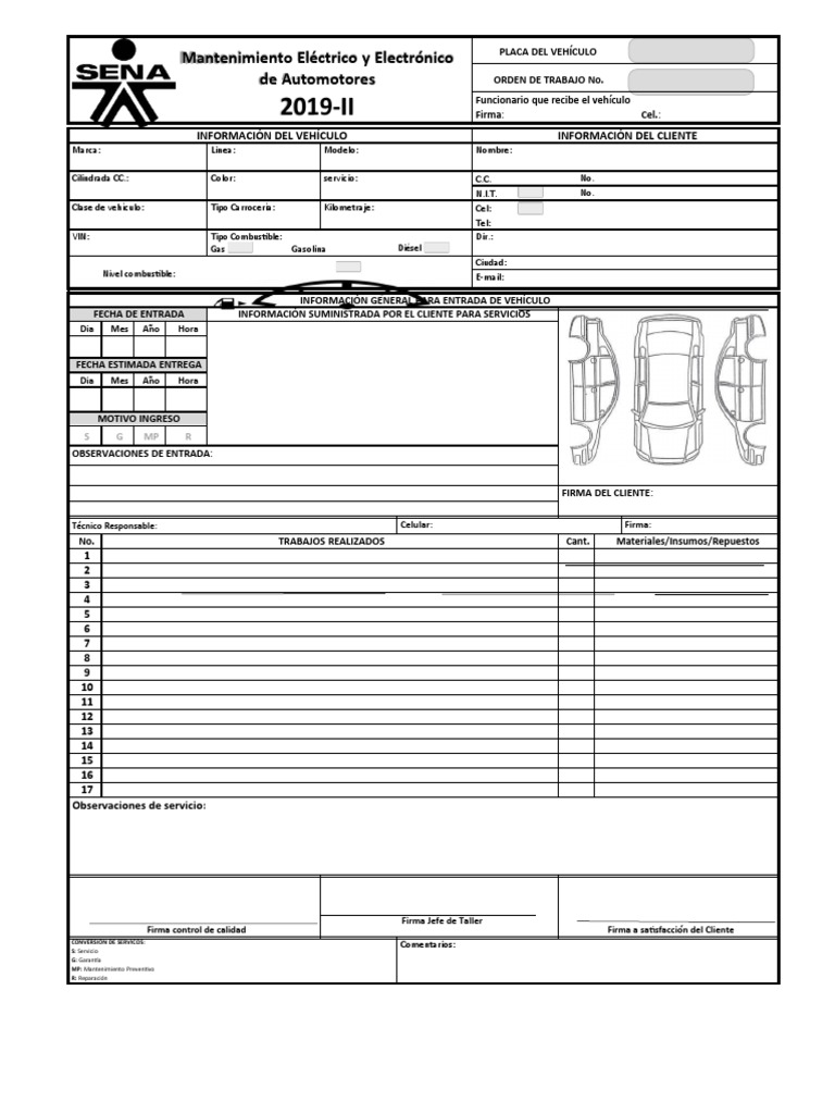 Orden de Trabajo Taller | PDF | Transporte | Vehículos terrestres